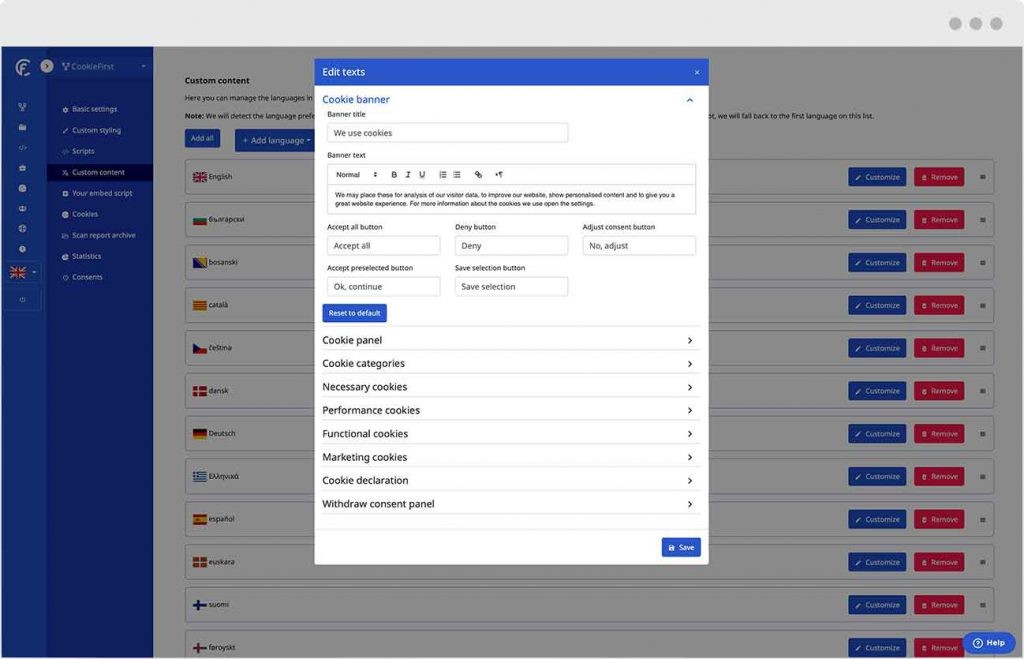 Platform Features - CookieFirst - Cookie Consent Management